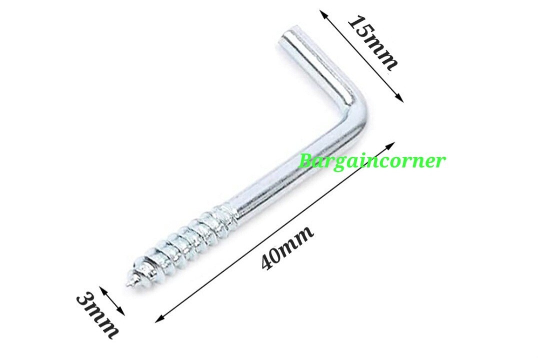 L Hook Hanging Hooks (A15) Self Tapping Screw In Ceiling Right Angle Hook 4cm | eBay