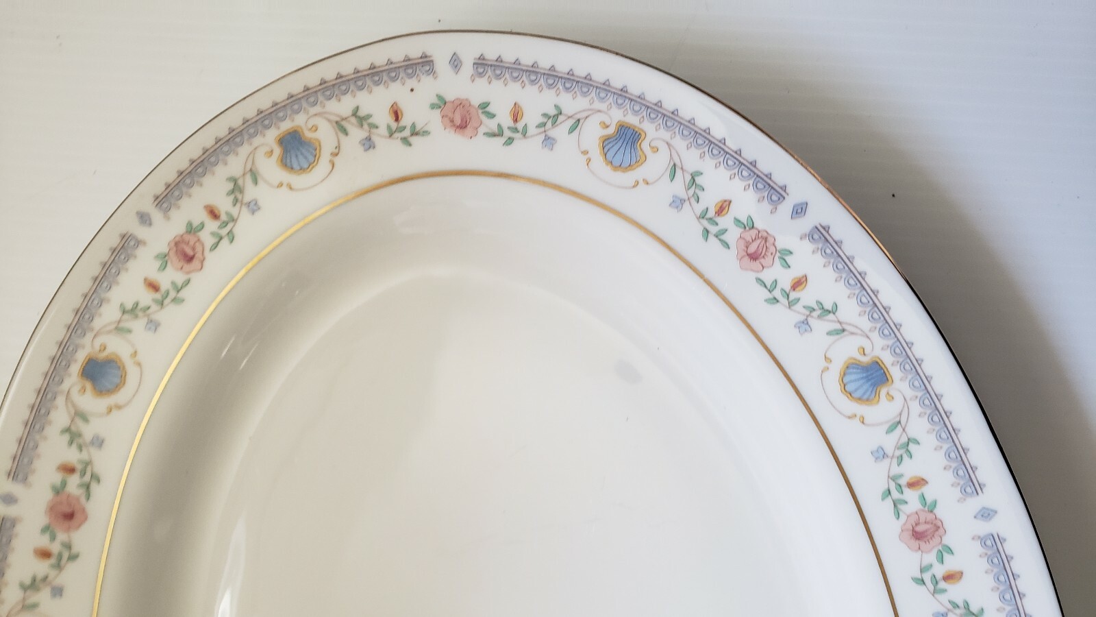 Sango China Platter Tivoli Pattern 8305 Blue Shells and Pink Flowers ...