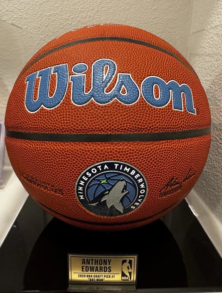 ANTHONY EDWARDS SIGNED WILSON BASKETBALL TIMBERWOLVES LOGO with COA ...