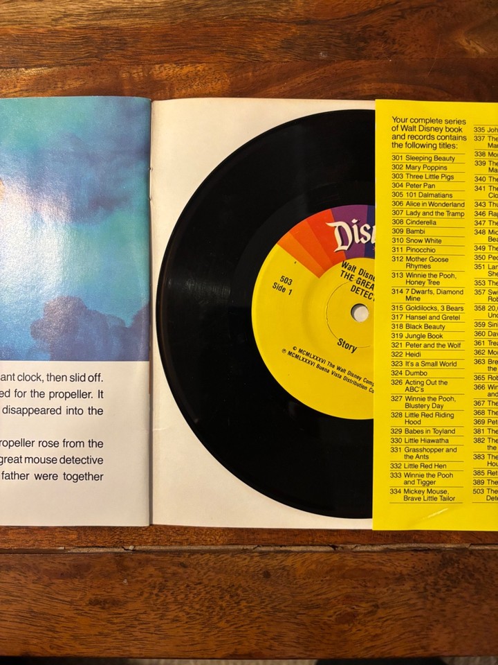 Rare - Walt Disney - The Great Mouse Detective - Record and Book #503 ...