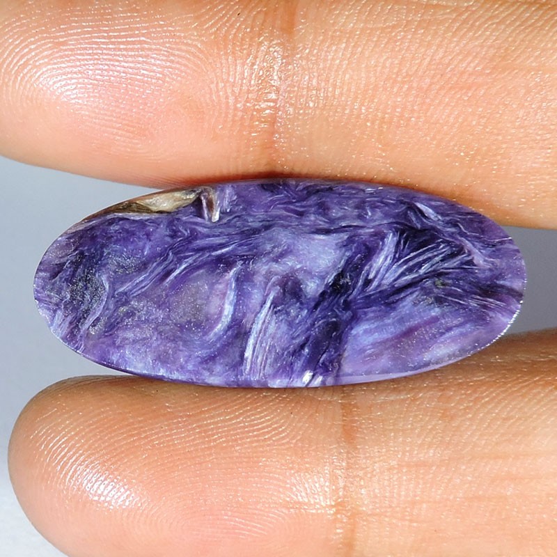 29.15Cts Natural Purple Flashy Charoite 35x15mm Oval Cabochon Loose ...