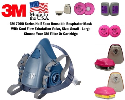 3M Construction Welding Half Face Respirator Facepiece Mask Cartridge ...