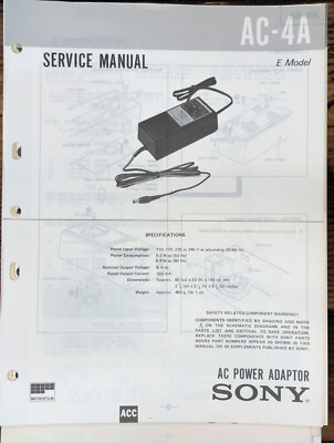 Sony AC-4A Charger Service Manual *Original* | eBay