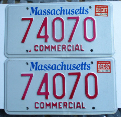 1980s-90s Massachusetts License Commercial Plate Tag 74070 pair | eBay
