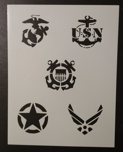 Military Army Air Force Navy Marines Coast Guard 8.5x11" Stencil FREE ...