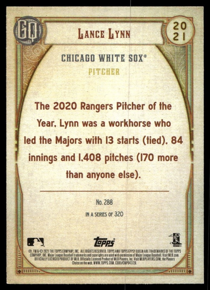 2021 Topps Gypsy Queen Lance Lynn G111 Springfield Cardinals #288 | eBay