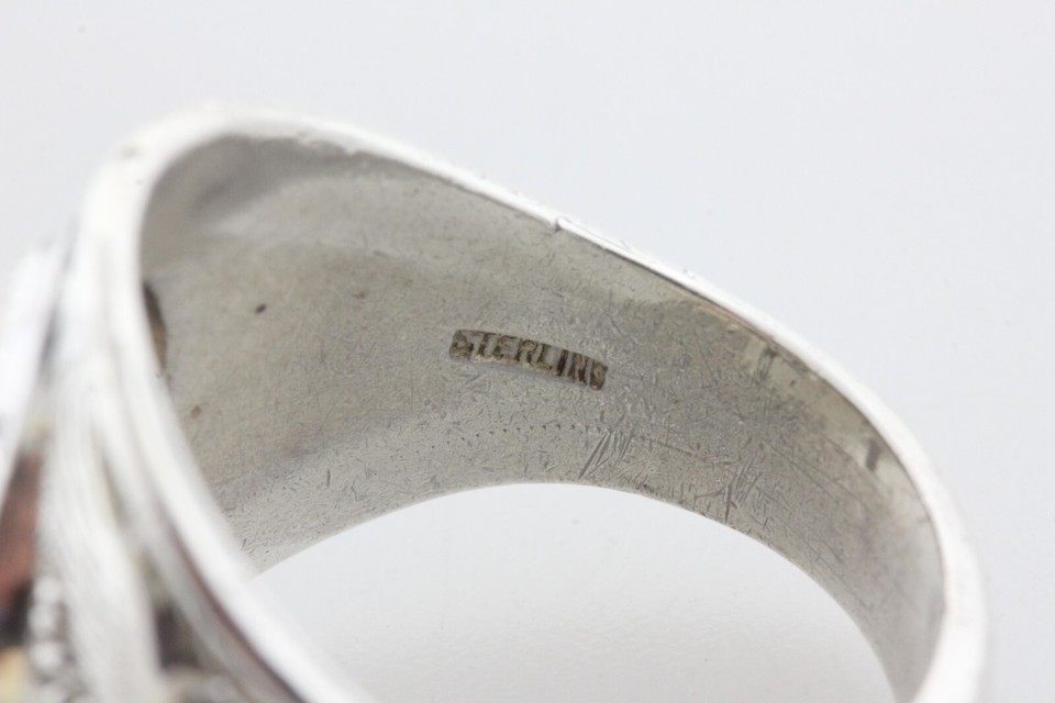 Vintage Sterling Silver 925 USN US Navy Seabees Eagle Ring - Size 10.5 ...