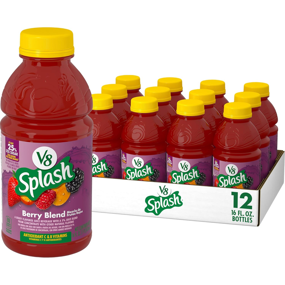 V8 Splash Berry Blend Flavored Juice Beverage, 16 Fl Oz Bottle (12 Pack ...