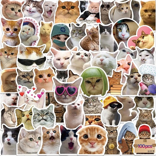100 Pcs Cute Cat Meme Stickers, Funny Stickers for Water Colorful | eBay