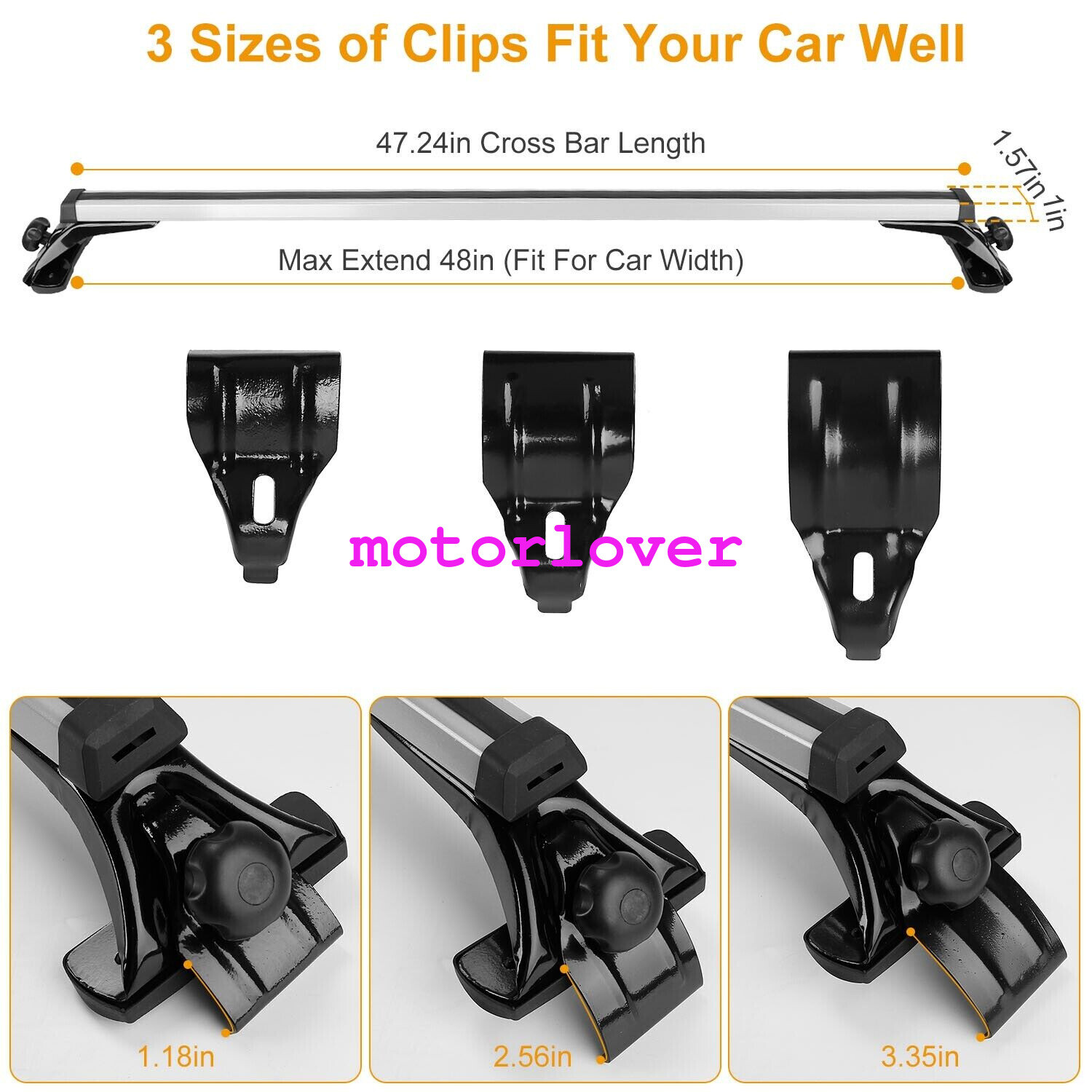 48" Car Universal Top Roof Rack Cross Bar Luggage Cargo Carrier Rails ...