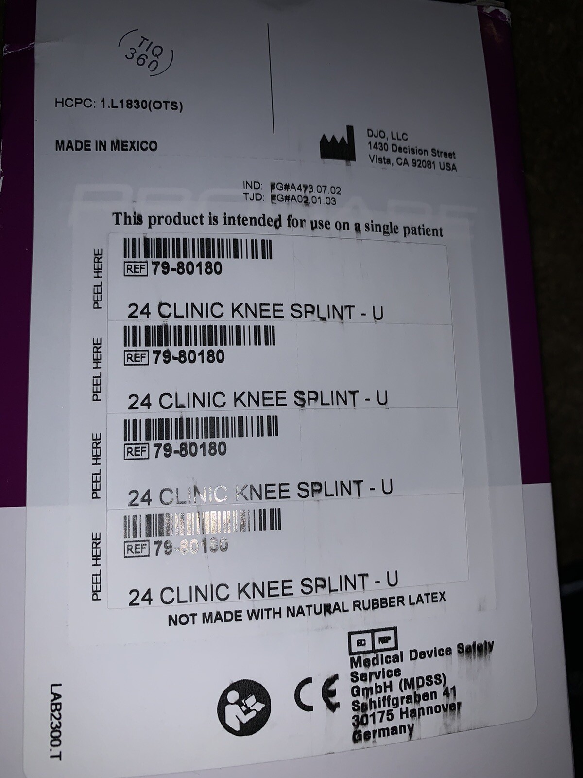 Procare: 3 Panel Knee Splint Immobilizer | eBay