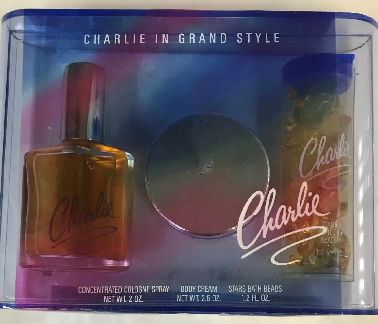 Charlie Revlon Cologne Spray 2 oz,Body Cream 2.5 oz ,Bath Beads 1.2 oz ...