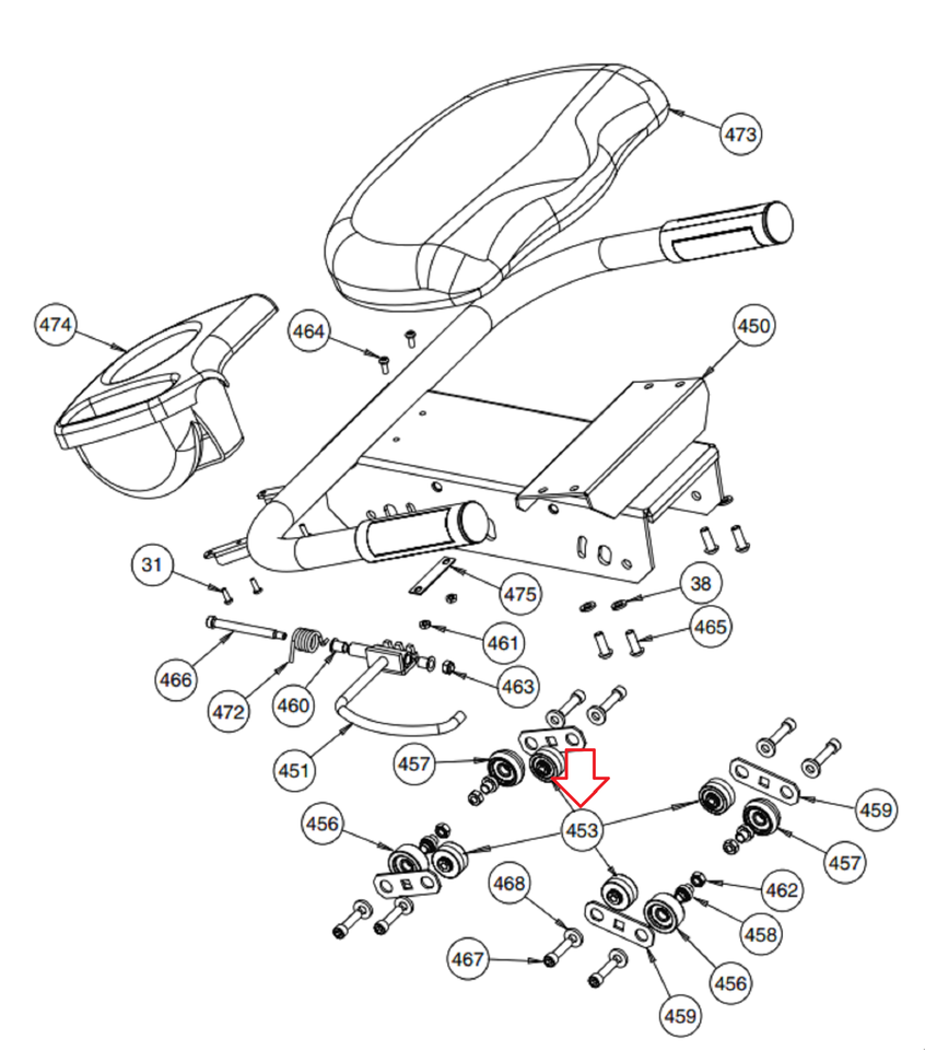 Cybex Recumbent Bike Seat Shuttle Wheel Assembly AX-18148 | eBay