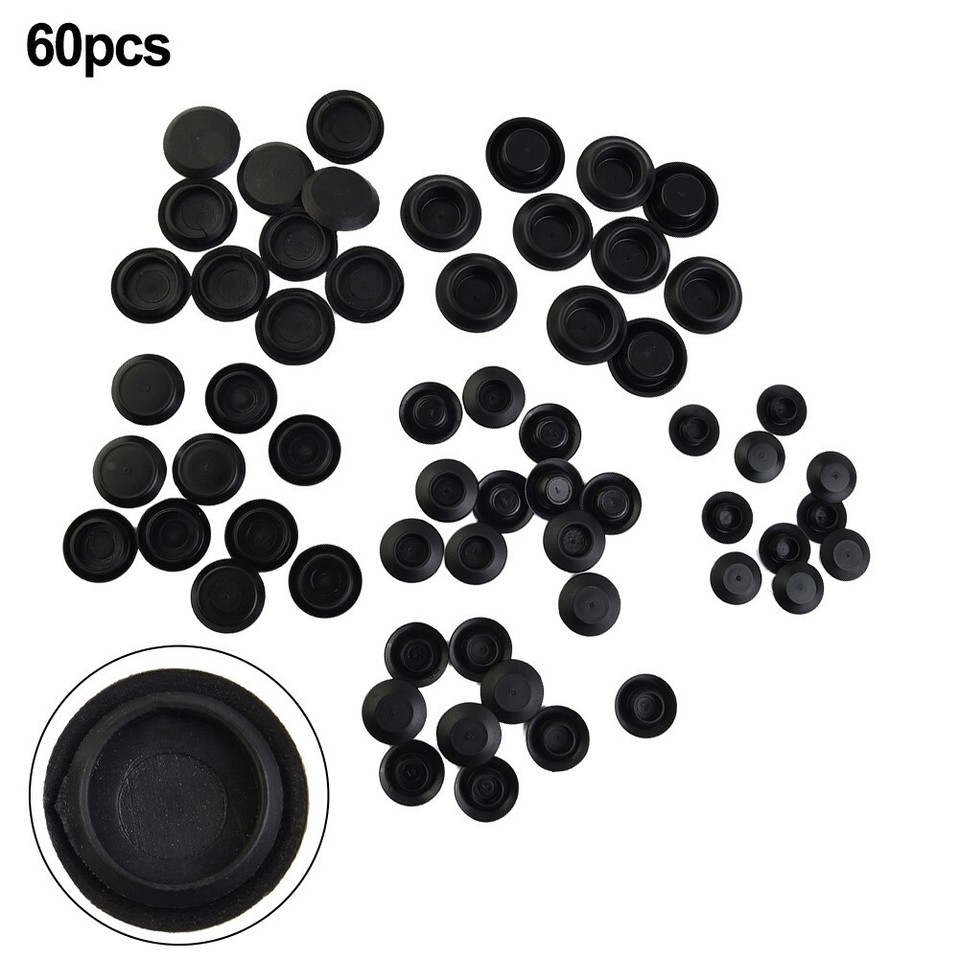 60 Piece Flush Mount Black Plastic Hole Plug Assortment Auto Body Sheet ...