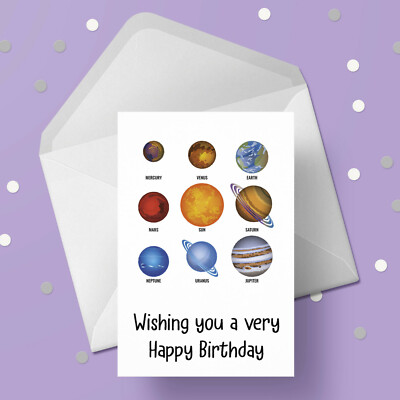 Planets / Solar System Birthday Card 03 | eBay UK