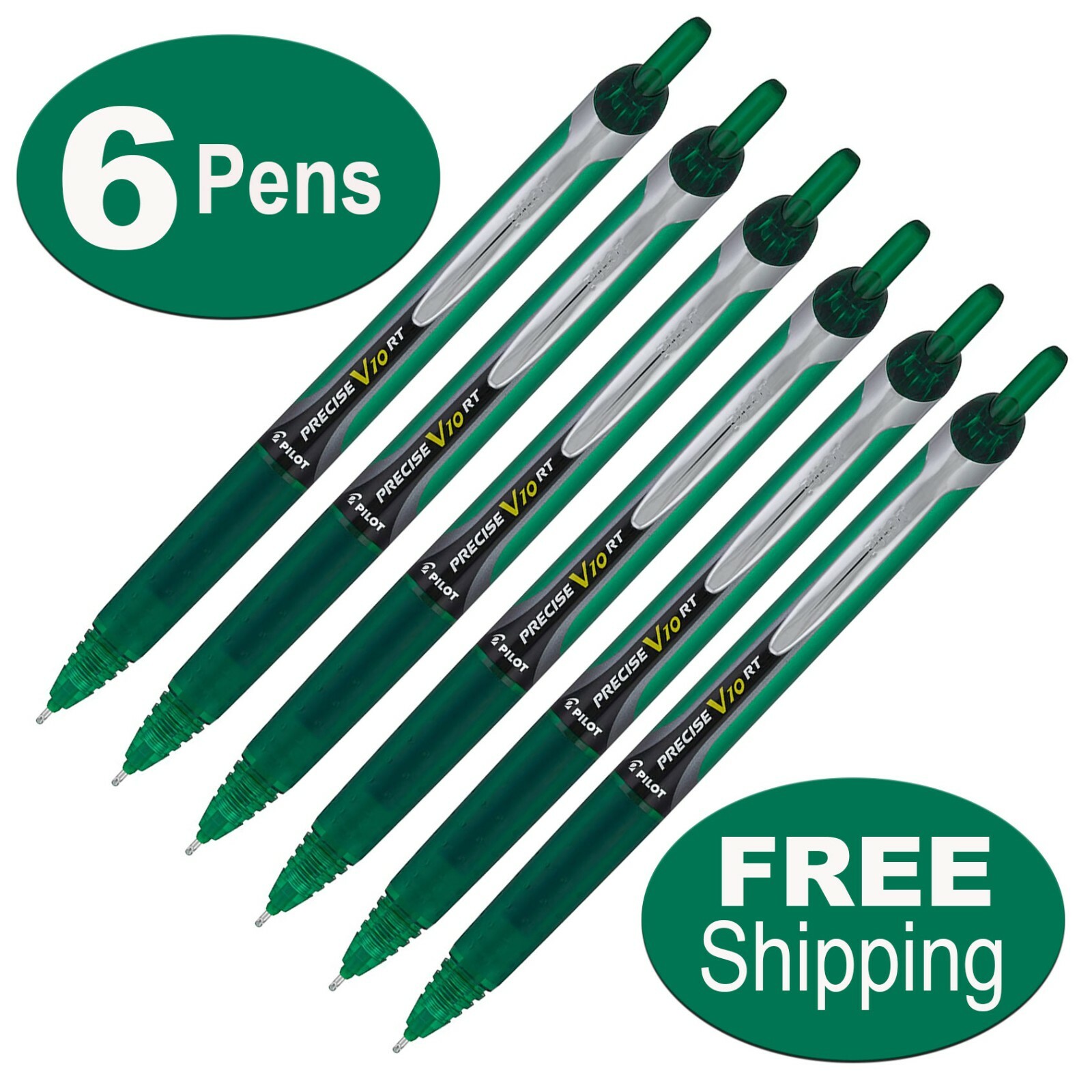 Pilot Precise V10 RT 13462 Green Ink 1.0mm Bold Point Rolling Ball Pen ...