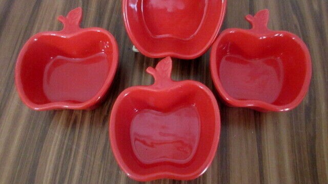 4 AVON Apple Dish 1 Cup Red 4 1/2" Baking Crocks Ramekins | eBay