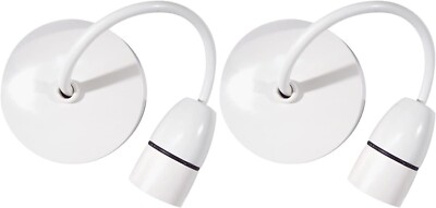 2 X Pendant Light Fitting Set White Ceiling Rose BC Lamp Holder With ...