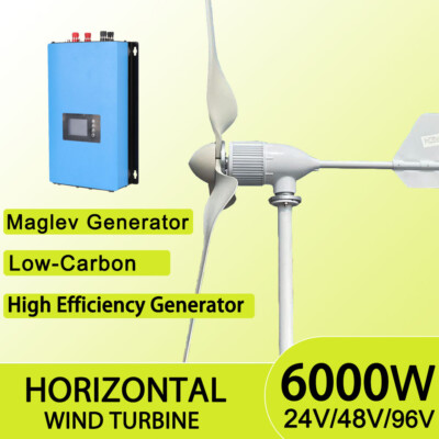 6000W Horizontal Wind Turbine Grid System With Grid Tie Power Inverter ...