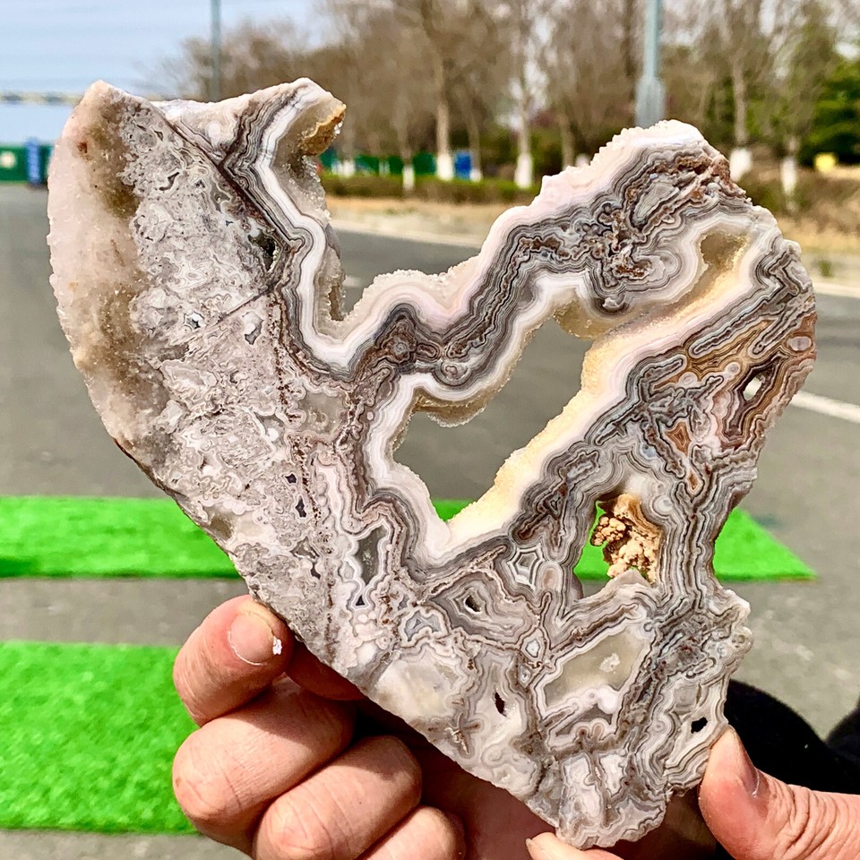 264G Natural Crazy Banded Lace Agate Crystal Polished Slice Mexican ...