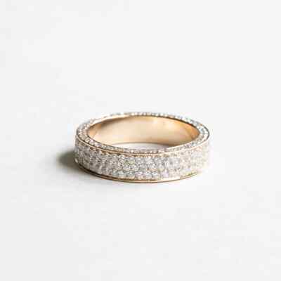 Broad Band Sterling Silver 1.96 CT Cluster Moissanite Round Cut ...