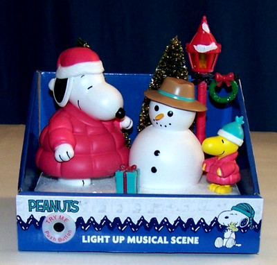 PEANUTS Snoopy Light Up Musical Scene Christmas Trees, Woodstock ...