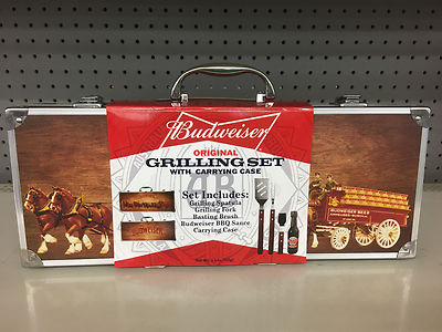 Budweiser Original 5 pc Grilling Set with Wood Clydesdale Carry Case ...