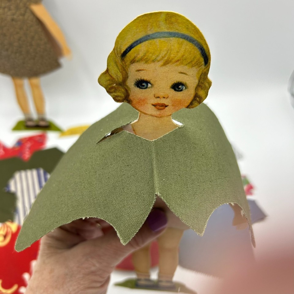 Paper Dolls Cardboard 10" Moveable Arms Slit Cut Dress Paper & Fabric ...