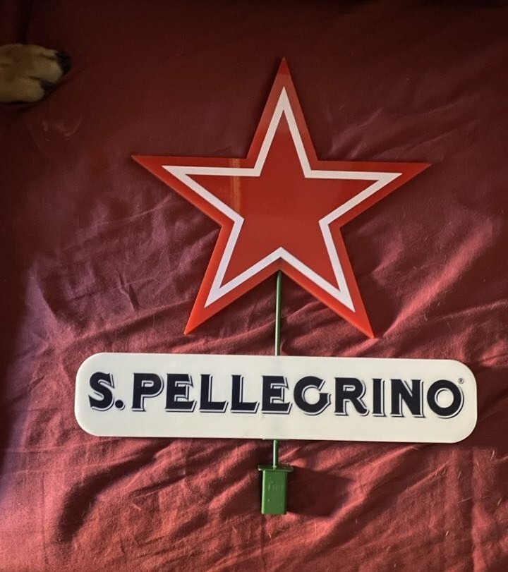 PELLEGRINO MINERAL WATER ADVERTISING TREE TOPPER STAR only LUCITE STORE ...