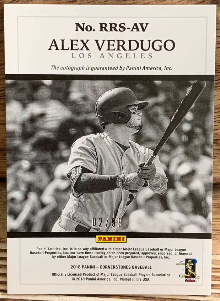 ALEX VERDUGO SSP /99 Auto (RC) 2018 Panini Chronicles Rookie Reserve ...