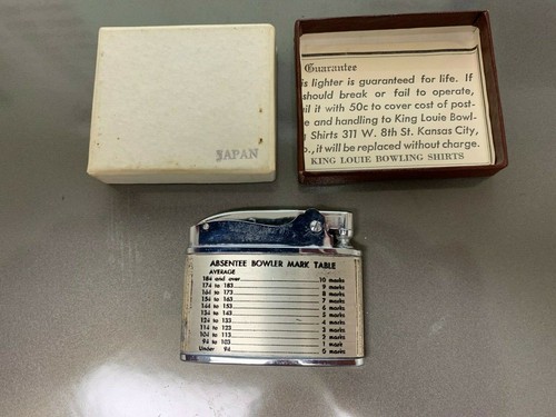 Vintage King Louie Kay-Cee Howard Japan Lighter Bowling + box + paper ...