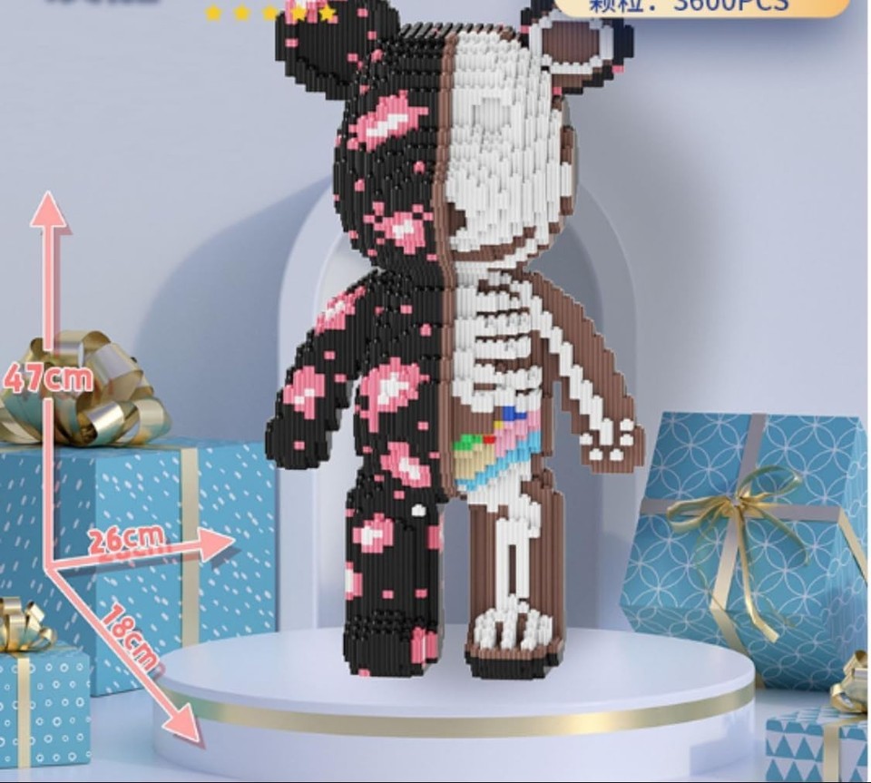 Skeleton Bear Building Set 3688Pcs Mosaic Art Toy 47cm Display Figure ...