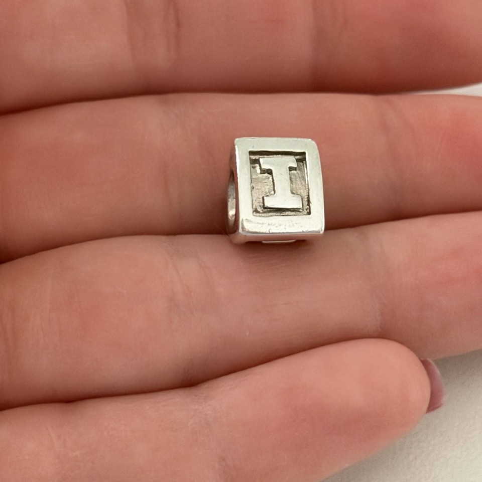 Pandora 925 Sterling Silver Letter I Initial Alphabet Block Bead Charm ...