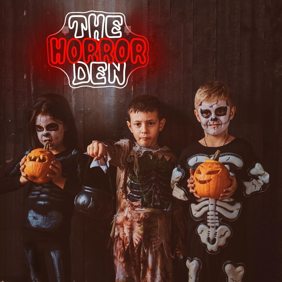 NOSUN The Horror Den Neon Sign Light for Happy Halloween Wall Decor for ...
