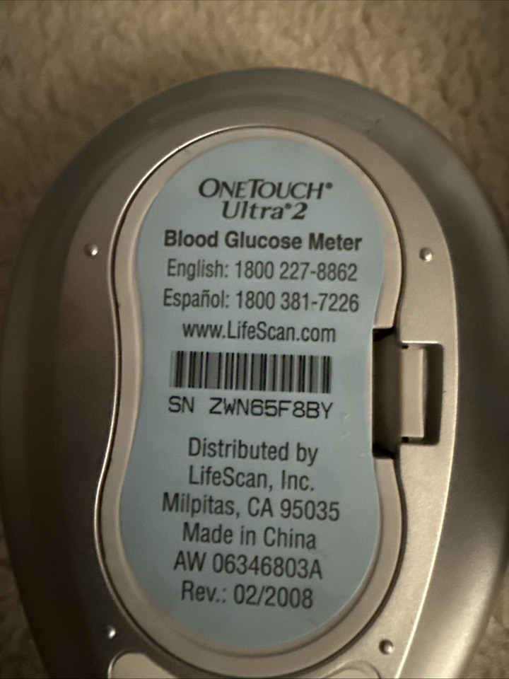 One Touch Ultra 2 Blood Glucose Meter Monitor Glucometer With Carrying ...