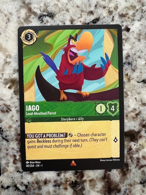 DISNEY LORCANA THE FIRST CHAPTER NON FOIL RARE CARD IAGO 80/204 | eBay