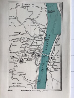 BIDEFORD 1920s Original Vintage Street Map Devon England Workhouse ...