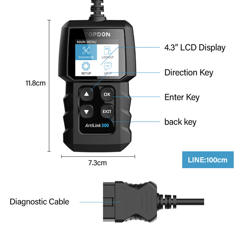 TOPDON OBD2 OBDII Car Fault Code Reader Engine Diagnostic Scanner Reset ...