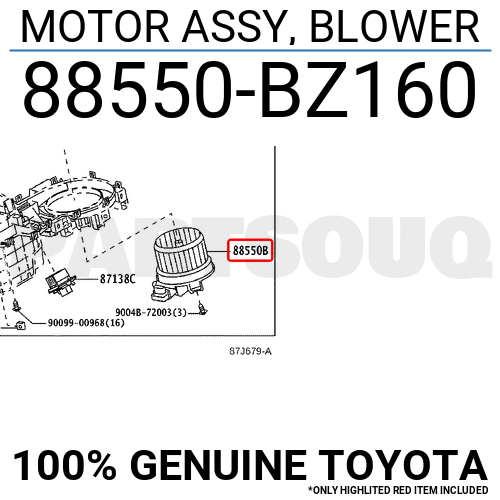 88550BZ160 Genuine Toyota MOTOR ASSY, BLOWER 88550-BZ160 | eBay