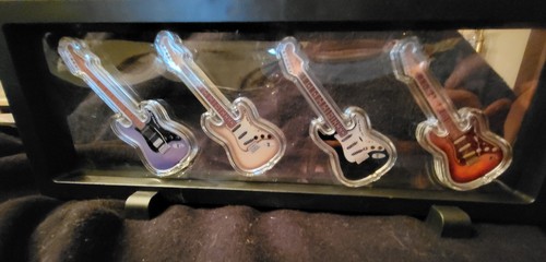 Set of FOUR Guitars! Fender 70th Anniversary Silver Coins with display ...