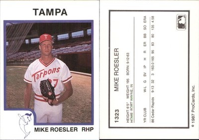 Mike Roesler 1987 ProCards #1323 RC Card Tampa Tarpons | eBay