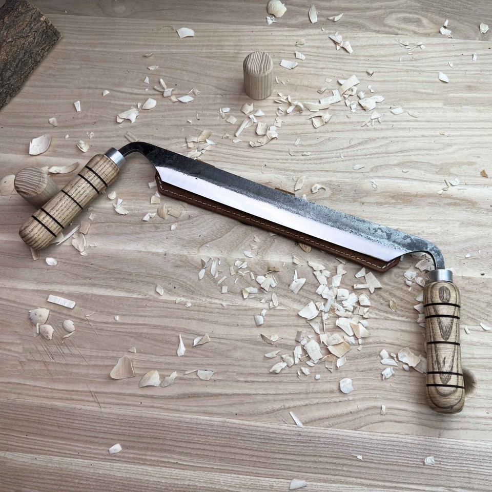 Draw Knife – Hand-Forged 52100 Carbon Steel, Ash Handles, Ready for ...