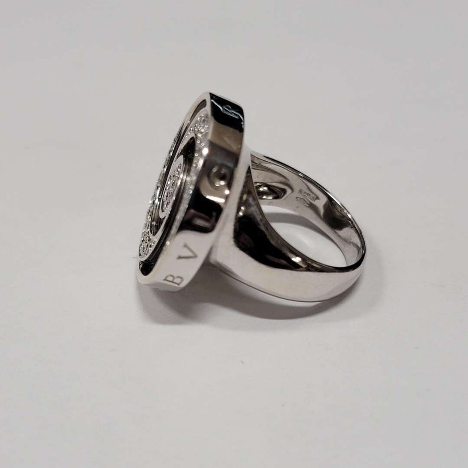 BVLGARI 18k White Gold Diamond & Onyx Spinner Ring Size 5.75 Jewelry ...
