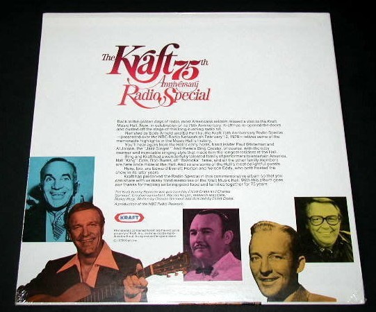 AL JOLSON BING CROSBY NELSON EDDY KRAFT MUSIC HALL 75TH ANNIVERSARY LP ...