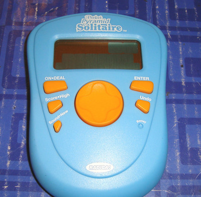Pocket Pyramid Solitaire Electronic Handheld Travel Game Light Blue ...