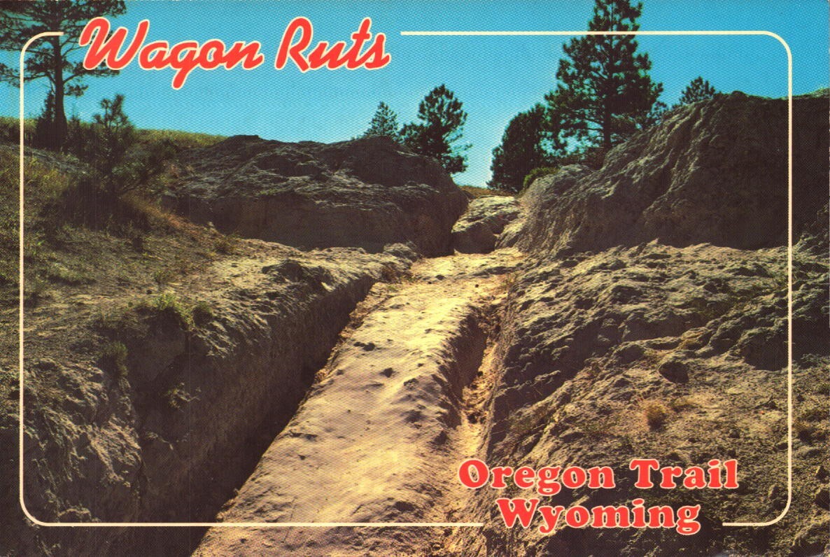 VINTAGE Postcard WAGON RUTS On Oregon Trail B19284 Guernesy WY ©Mike ...