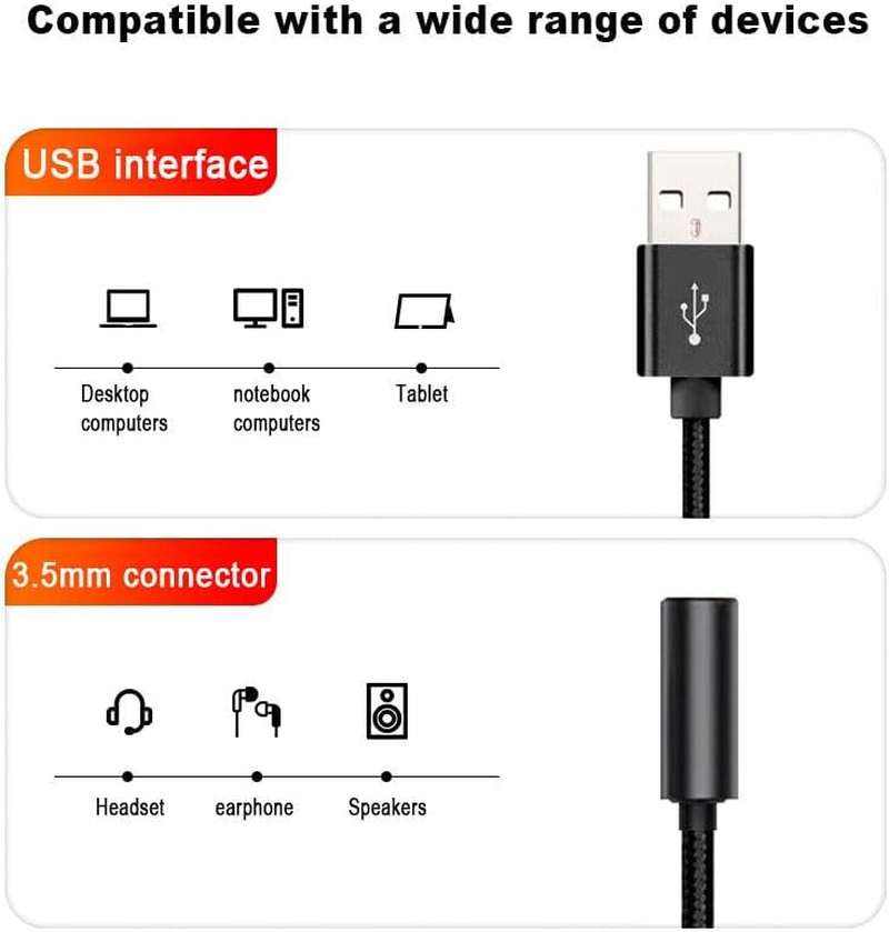 2-Pack USB to 3.5Mm Jack Audio Adapter, USB to Audio Jack Adapter ...