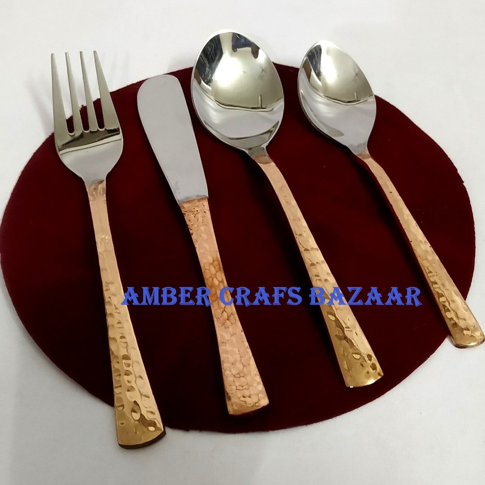 Pure Copper Stainless Steel Flatware Silverware 27 Pieces Western ...