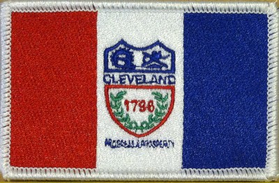 CLEVELAND OHIO FLAG Embroidered Iron-On PATCH EMBLEM WHITE Border #06 ...