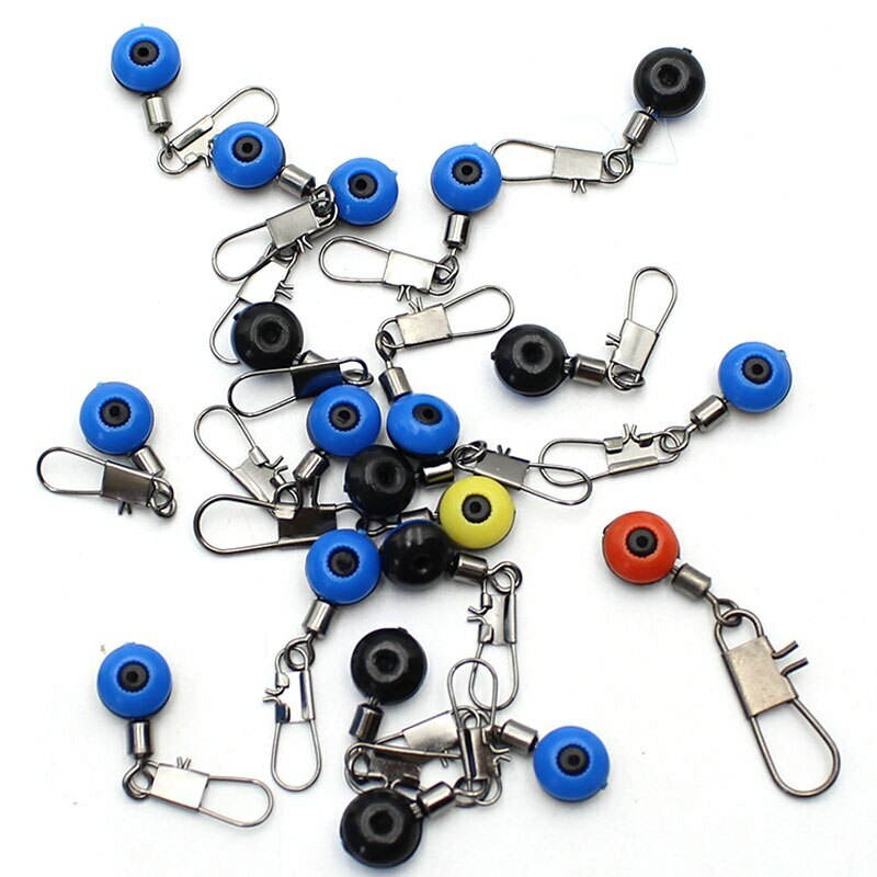 25pcs RUNNING LEDGER LEAD FEEDER LINK SWIVELS WITH BEADS SNAP pellet ...